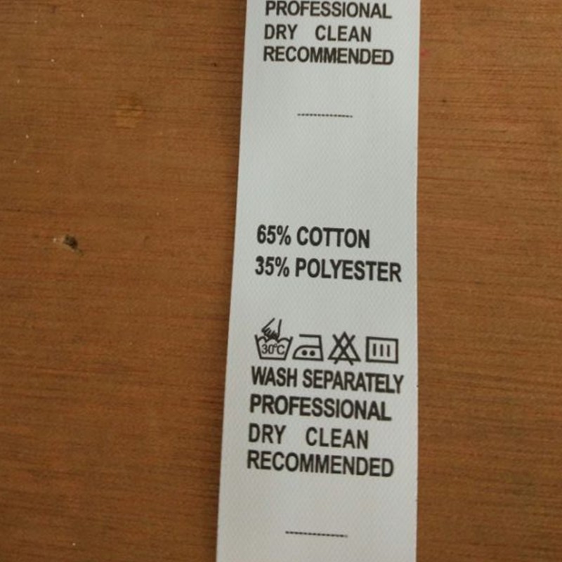 White Care Label Nylon coated tape print washing tag Cotton/ Polyester ...