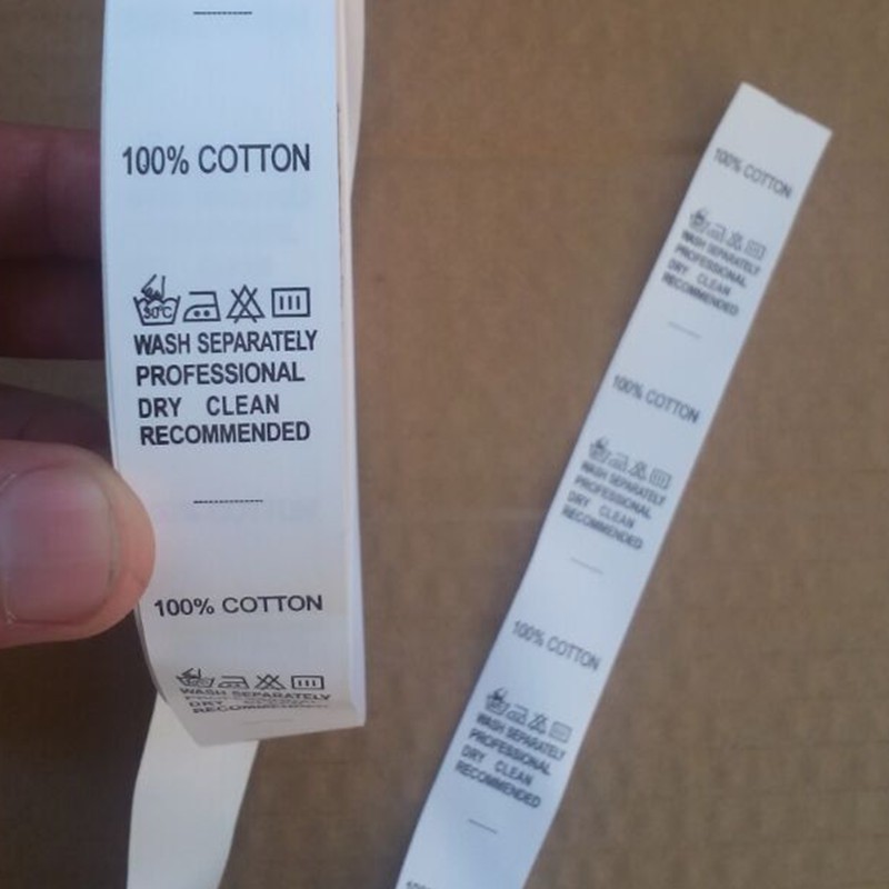 White Care Label Nylon coated tape print washing tag Cotton/ Polyester ...